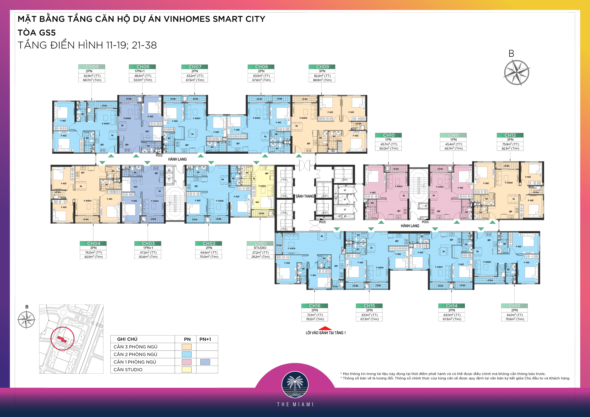 Mặt bằng điển hình tòa GS5 phân khu The Miami - Vinhomes Smart City